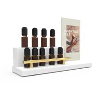 China Customizable Wooden Counter Display Rack With Printed Store Logo Cosmetics Counter Display Rack for sale