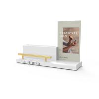 China Customizable Wooden Counter Display Rack With Printed Store Logo Cosmetics Counter Display Rack for sale