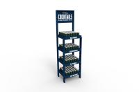China Pine Wood 5 Layers Cocktail Display Stand With Wheels For Wine Store for sale