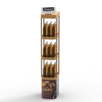 China Customizable Store Floor Standing Wooden Three Layer Display Rack Shelf For Wine for sale