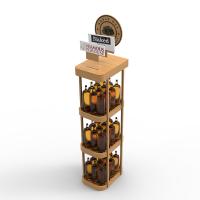 China Customizable Store Floor Standing Wooden Three Layer Display Rack Shelf For Wine for sale