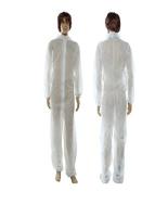 China White Disposable Dust Suits Safety Garments With Collar Serged Seam for sale