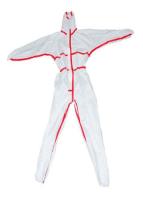 China White Color Disposable Protective Clothing Disposable Boilersuits With Red Stripe for sale