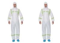 China Anti - Spray Medical White Disposable Coveralls With Reflective Tape for sale