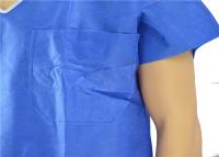 China Lightweight Disposable Blue Plastic Aprons With V-Neck Or Round Neck for sale