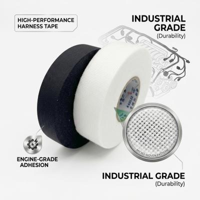 China 0.25mm Kablee T01 Abrasion Resistant Automotive Cloth Wire Harness Tape Black Orange 25m Roll for sale
