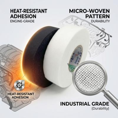China Black Orange 0.25mm Thin Automotive Wire Harness Tape Flexible Abrasion Resistant Kablee Factory for sale
