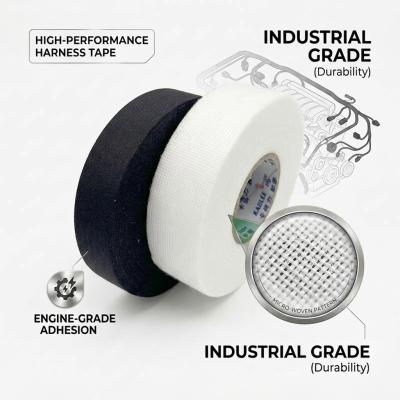 China Kablee Heavy Duty Cloth Automotive Wire Harness Wrapping Tape Abrasion Resistant Protective Black for sale