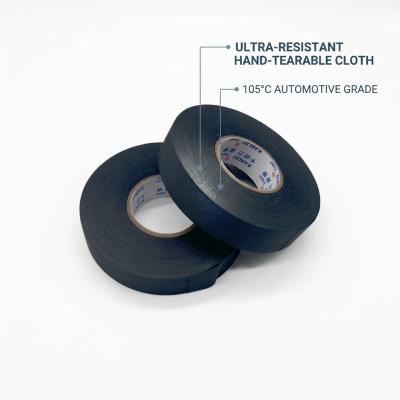 China Automotive Cloth Wire Harness Tape Low VOC Low Odor Custom Width Hand Tearable 105C for sale