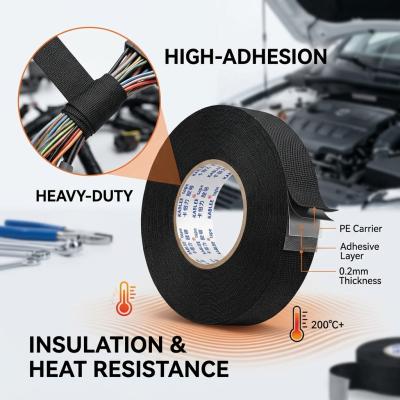 China Automotive Adhesive Tape 0.2mm Heavy Duty Wire Harness Protection with Noise Reduction Self-Extinguishing for sale