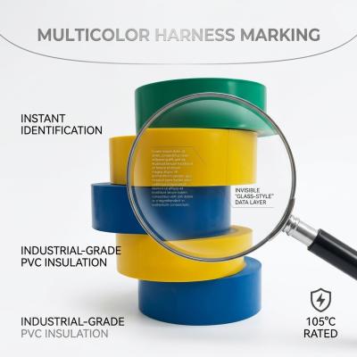 China Automotive Wire Harness Wrapping Insulation PVC Tape Black 0.1mm 105C Flame Retardant for sale