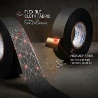 China Black Cloth Wire Harness Tape 25mm x 25m High Temperature Resistant Automotive Wiring Loom Wrap for sale