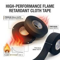 China Black Cloth Wire Harness Tape 25mm x 25m High Temperature Resistant Automotive Wiring Loom Wrap for sale
