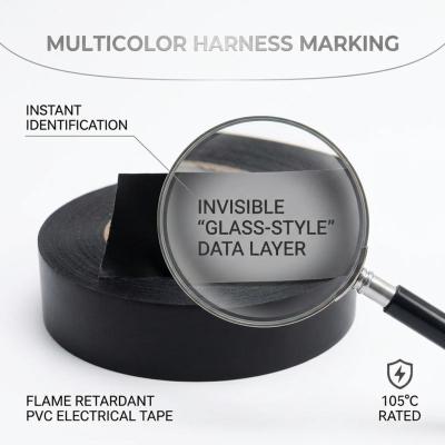 China 0.1mm Black PVC Electrical Insulation Tape Flame Retardant Automotive Harness Wrap 19mm 25m for sale