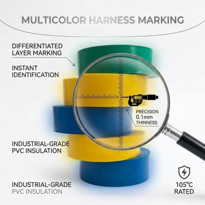 China 0.1mm Black Insulation PVC Tape High Temperature Automotive Wire Harness Wrap 19mm 20m for sale