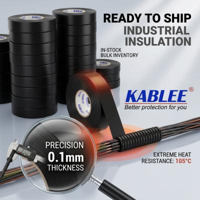 China 0.1mm Black Insulation PVC Tape Non Curling for Automotive Wire Harness Wrapping for sale