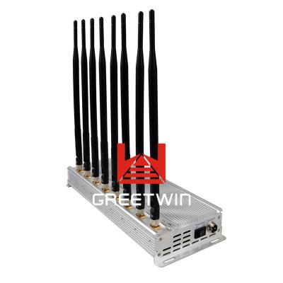 China Desktop Cell Phone Signal Jammer VHF UHF GPS 4G LTE 3G Signal With 8 Bands for sale