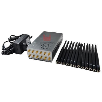 China 12 Antennas Cell Phone Signal Jammer UHF/VHF/2G /3G / 4G / Wireless Camera 1.2GHz for sale
