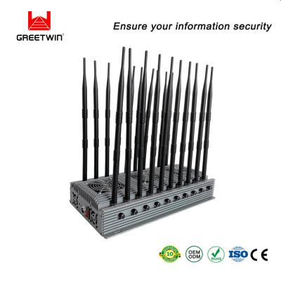 China 155W 868MHz Phone Signal Blocker VHF UHF L1 L2 L5 Lojack 20 Antennas for sale