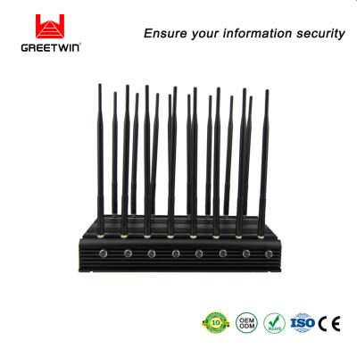 China 40m GSM Mobile Phone Signal Jammer 16 Antennas 2G 3G 4G 5G for sale