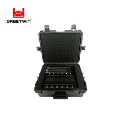 China 12 Bands 2.4GHz 5GHz VHF UHE Jammer 5G Mobile Phone Wifi 34W for sale