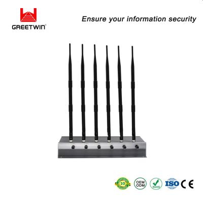 China Mobile Phone 2G 3G 4G Wifi Jammer 6 Bands 38W Adjustable Output Power Signal Blocker for sale