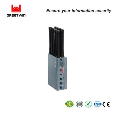 China UMTS WCDMA Bluetooth Signal Jammer 8000mAH 10w 5G LTE Wifi 40m for sale