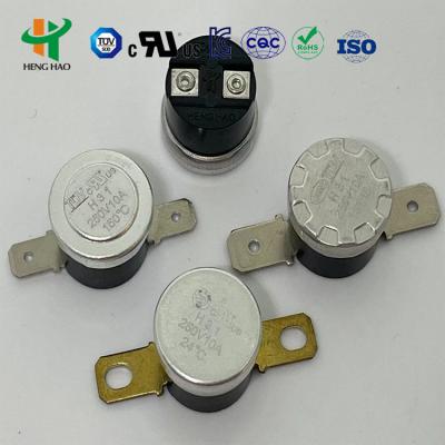 China KSD301 Bimetal Thermostat Thermal Switch with Normally Closed or Open Contacts in Plastic or Ceramic Housing and Aluminum Cap or Copper Head for sale