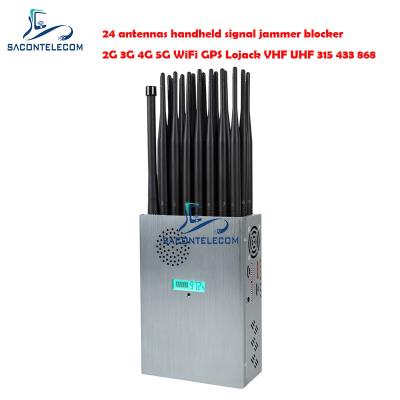 China 24 Antennas 24W Output Power 20m Radius Portable Signal Jammer Handheld Jammer for All Signals for sale