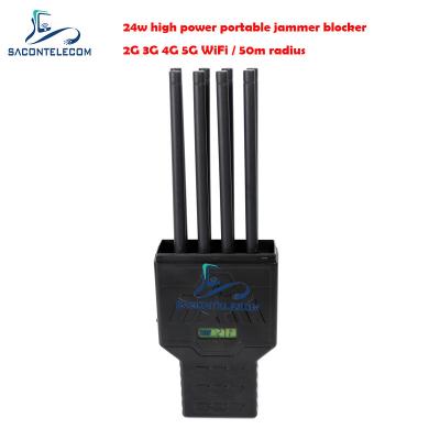 China 28W High Power 8 Channels Portable Signal Jammer with 50m Radius for Mobile Phone and WiFi Blocking for sale