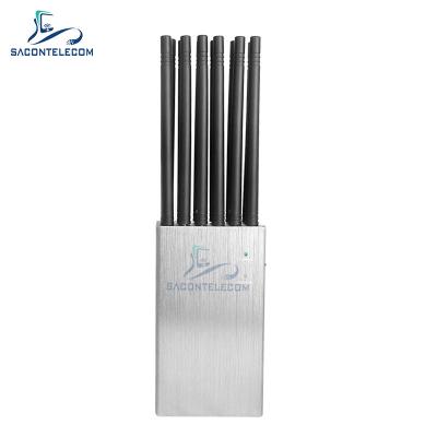 China 12 Bands 20W Handheld Signal Jammer with 20m Radius for 2G 3G 4G 5G WiFi GPS Lojack VHF UHF for sale