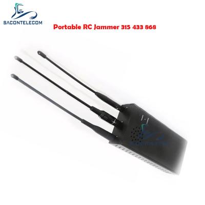 China 10W Output Power Car Remote Signal Jammer with 8000mAh Battery and Omni Antennas for RC315 RC433 RC868 Frequencies for sale