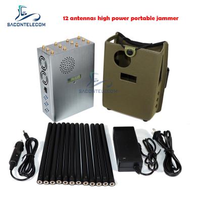 China GPSL1 Lojack Portable Signal Jammer with 37W Total Power 12 Bands Coverage and 40m Shielding Radius for sale