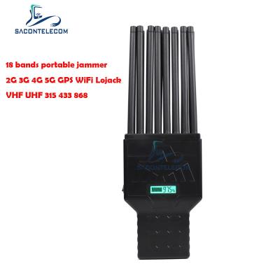China ABS 18W Portable 5G Mobile Phone Signal Jammer with Full Bands Coverage and 20m Range for sale