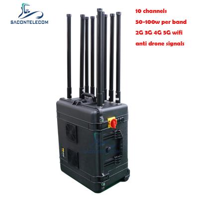 China 500W High Power Manpack Bomb Jammer with 10 Antennas and 300m Range for Convoy Protection for sale