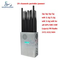 China 28W Power 27 Antennas Portable Signal Jammer with 25m Jamming Radius for Mobile Phones WiFi GPS FM Radio for sale