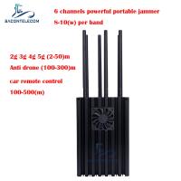 China 6 Channels 8-10W per Band Portable Jammer with 50m Jamming Radius for Cell Phone Signal Blocking for sale