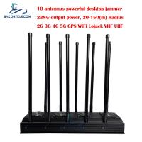 China 10 Channels 238W High Power 5G WiFi GPS Lojack VHF UHF Desktop Signal Jammer for Mobile Phone Blocking for sale