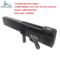 China 200W 8 Bands Long Range Anti-Drone Gun UAV Jammer with 2000-2500m Jamming Range for sale