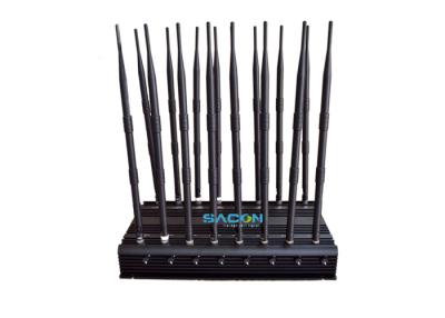 China 38W High Power Desktop Signal Jammer with 16 Bands Adjustable Frequency and 5 Cooling Fans for sale