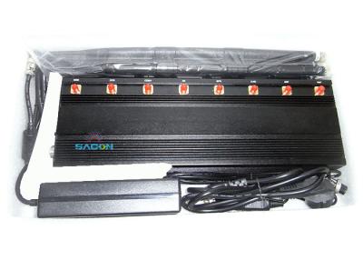 China 8 Channels Desktop Cell Phone Jammer with 40m Range and 365 Days Working for Prisons and Schools for sale