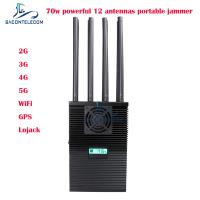 China 12 Bands Handheld Mobile Phone Signal Jammer with 70 Watts Power and Up To 60m Radius for sale