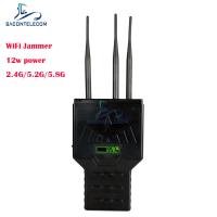 China 12W Handheld WiFi Bluetooth 2.4G 5.2G 5.8G Mobile Phone Signal Jammer with 50 Meters Range for sale