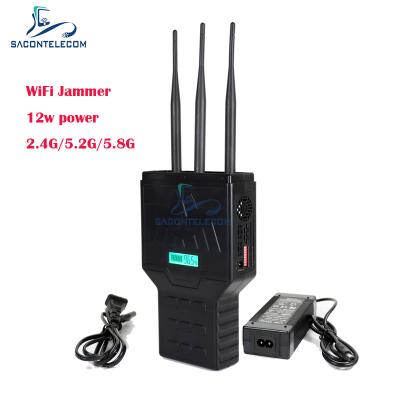China Handheld Mobile Phone Signal Jammer with 2.4G 5.2G 5.8G Bands Up To 50m Range and 3 Bands Coverage for sale
