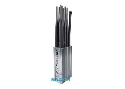 China 10W High Power Handheld Cell Phone Signal Jammer with 10 Antennas and 30m Jamming Range for sale