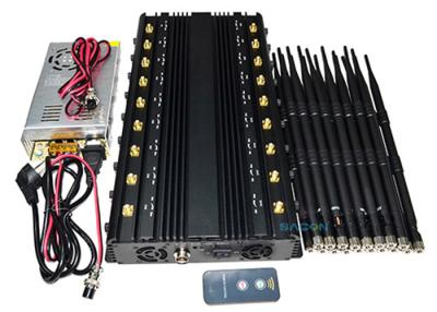 China 18 Bands Signal Jammer with 5 Cooling Fans and 40m Jamming Radius for WiFi GPS VHF UHF Blocking for sale