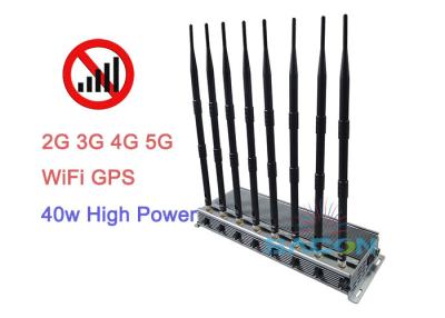 China 40W High Power 5G Signal Jammer with 8 Antennas and 80 Meters Range for Secure Areas for sale