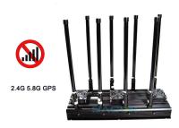 China 150W Portable UAV Drone Signal Jammer with 8 Antennas for Long-Range Jamming for sale