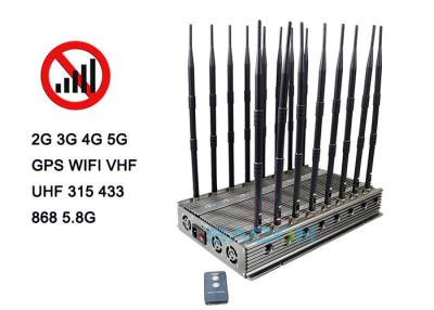 China 100W 5G Signal Jammer with 80m Range and 16 Bands Mobile Phone Blocker for Multi-Frequency Jamming for sale
