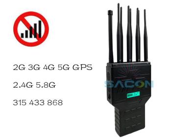 China 16W High Power 8 Antennas Handheld Signal Jammer with Built-in Battery for GPS WiFi 2G 3G 4G Blocking for sale